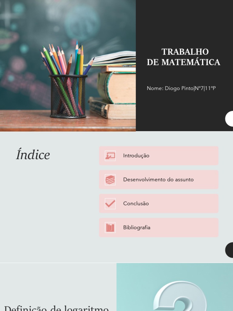 Trabalho de matematica | PDF | Logaritmo | Matemática