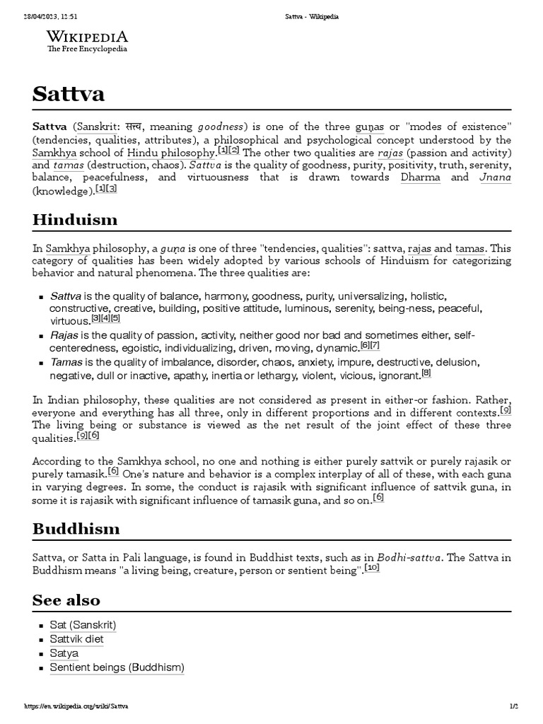 Sattva | PDF | Hindu Philosophical Concepts | Indian Philosophy