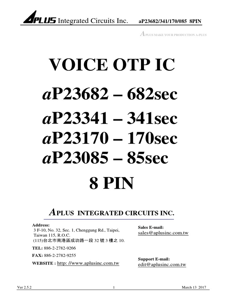 AP23170 Hold Music IC | PDF | Inductance | Flash Memory