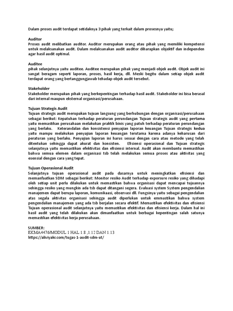 JAWABAN Diskusi Sesi 1 Dan 2 - AUdit SDM | PDF