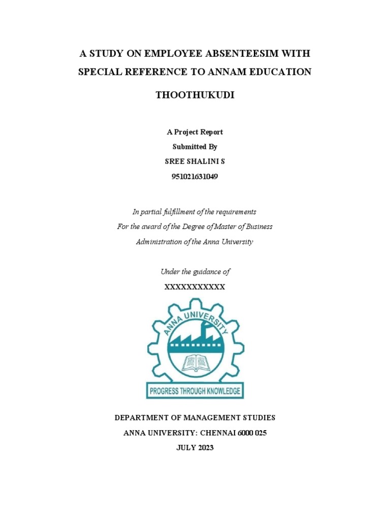 Sree Shalini Project Report | PDF | Employment | Teachers