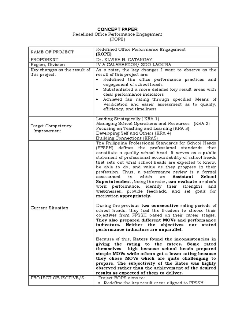 Concept Paper Template Rope | PDF | Performance Appraisal | Performance ...
