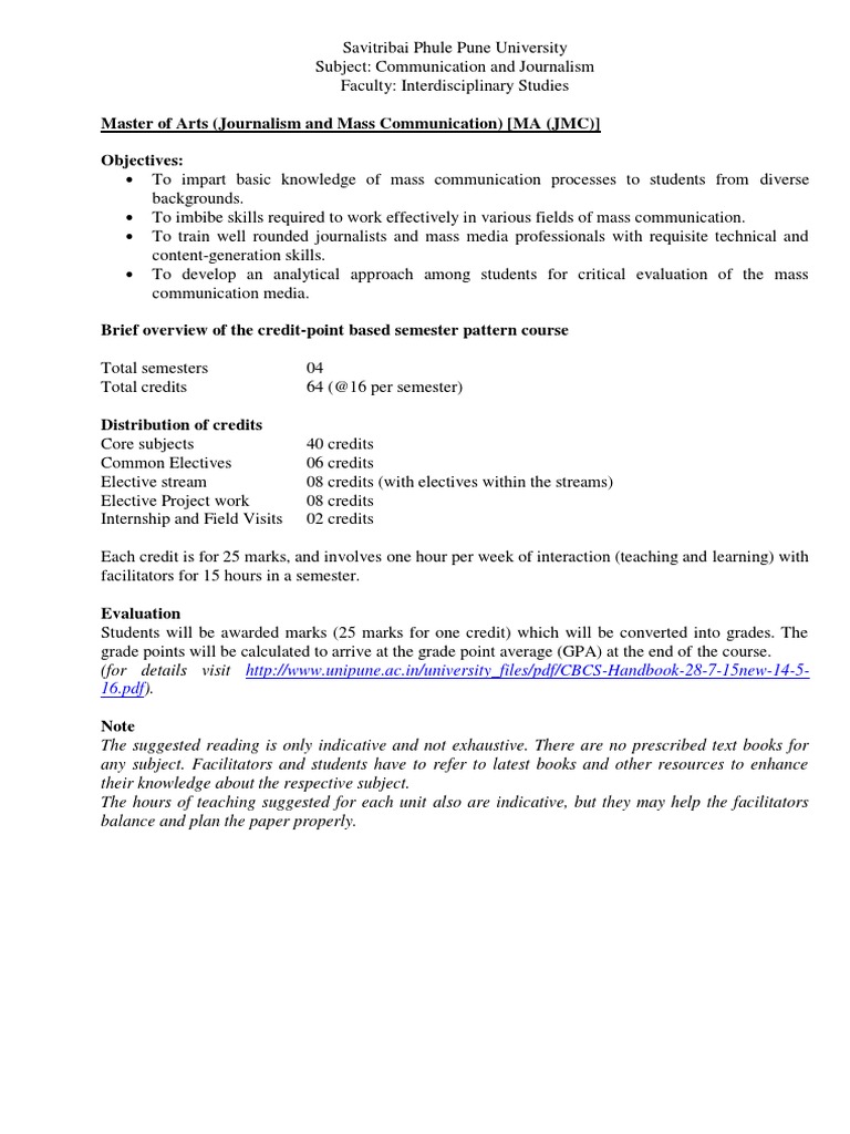MA (JMC) Full Structure | PDF