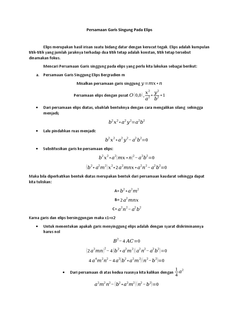 Garis Singgung Elips Kelp.2 | PDF