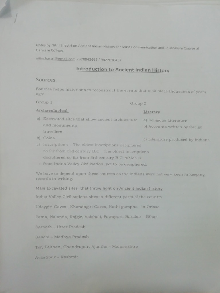 History Hand Written Notes | PDF | Vedas | Coins