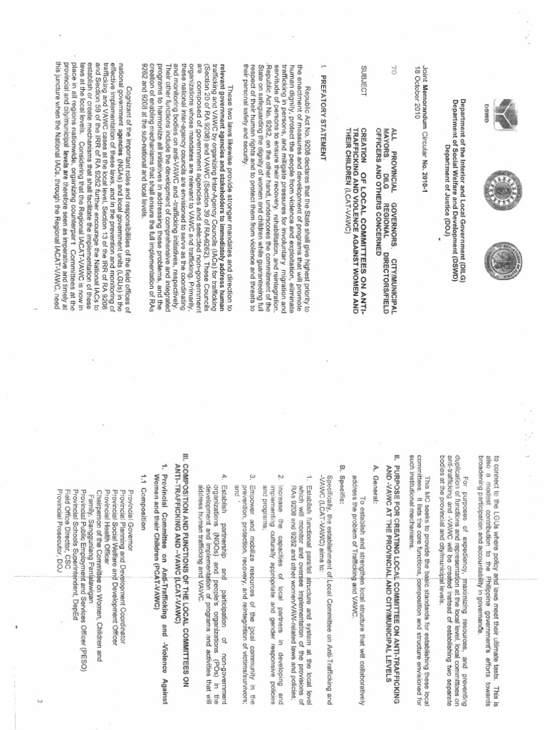 DILG-DSWD-DOJ - Joint MC Re LCAT-VAWC | PDF DILG-DSWD-DOJ - Joint MC Re LCAT-VAWC | PDF