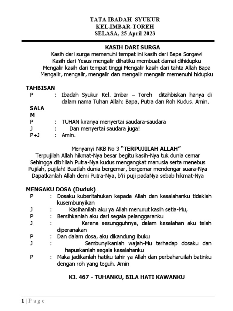 Tatacara Ibadah Syukur Nikah | PDF