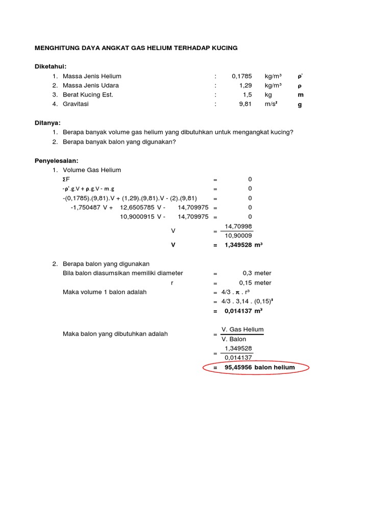 Volume Gas Helium | PDF