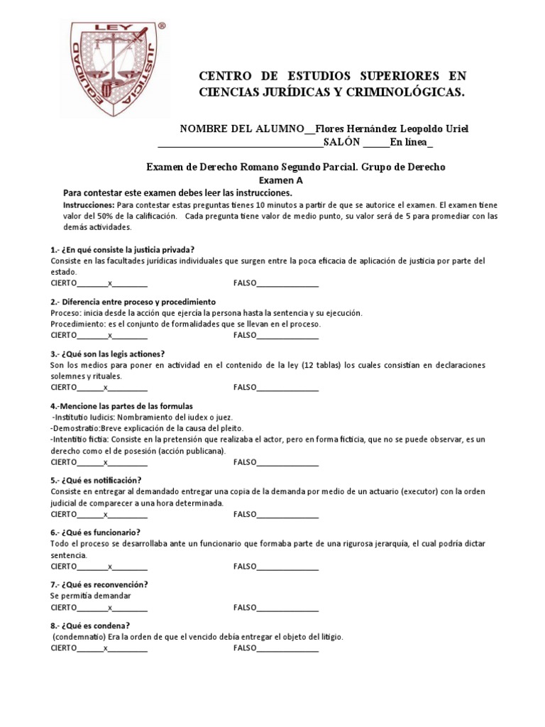 Examen 2 Quiroz | PDF | Propiedad | Justicia