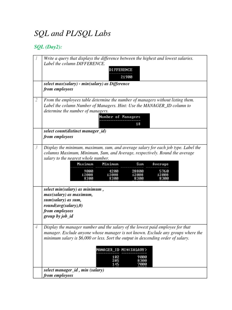 SQL Day2 2 | PDF | Salary | Sql