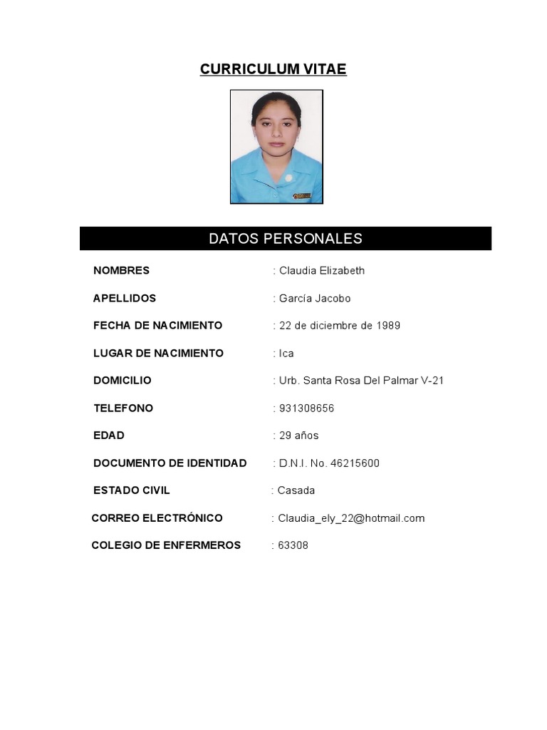 CV-ACTUALIZADO-2018 | PDF | Enfermería | Hospital