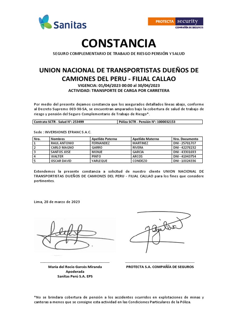 SCTR Abril 2023-1 | PDF