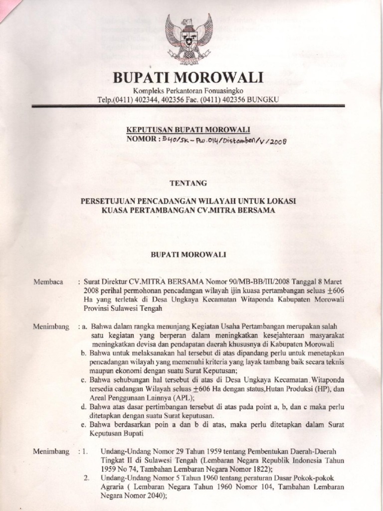 SK Pencadangan Wilayah CV - MB | PDF