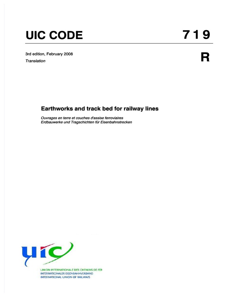Uic Code Uic Code: Earthworks and Track Bed For Railway Lines ...