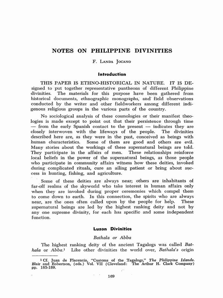 Notes On Philippine Divinities by F. Landa Jocano | PDF | Supernatural ...