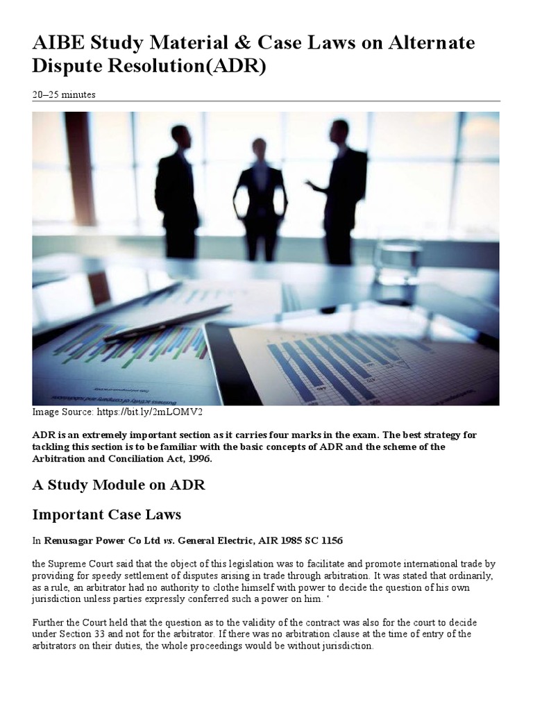 ADR Case Laws and AIBE Study Guide | PDF | Arbitration | Alternative ...