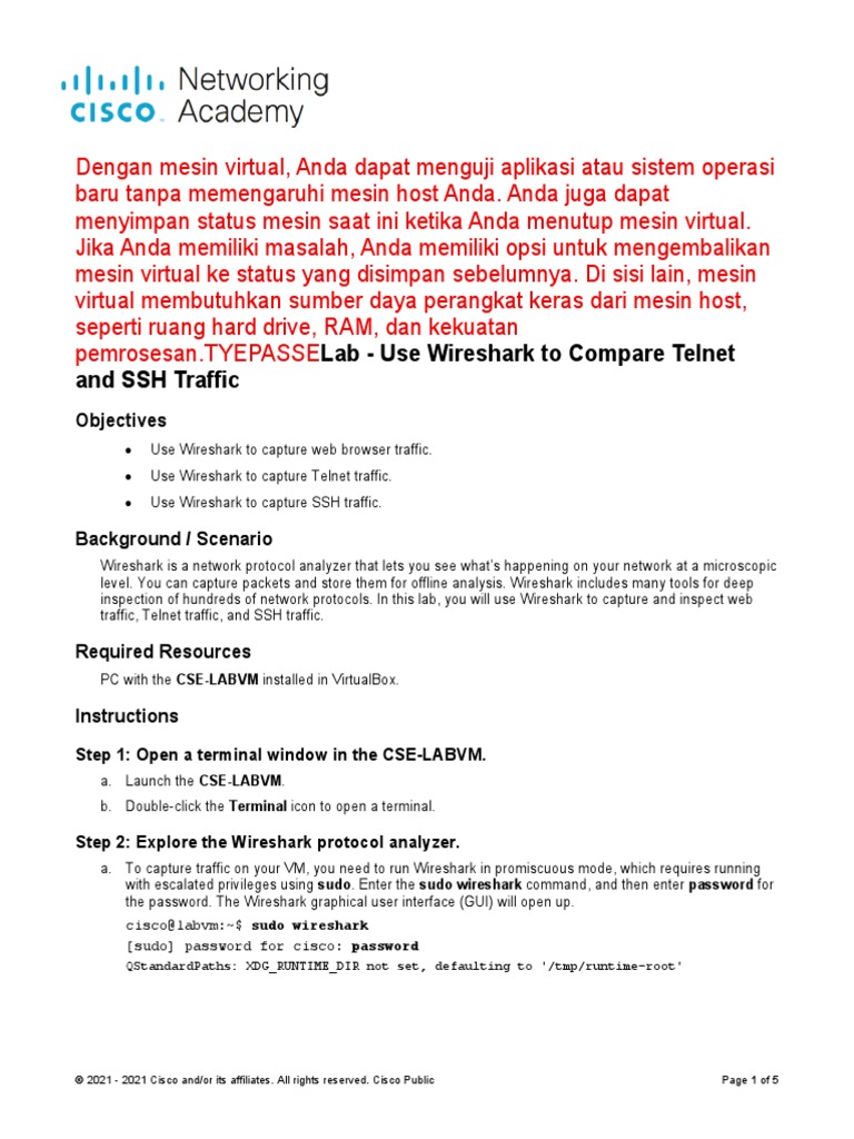 Wireshark Lab: Analyzing Telnet vs SSH | PDF | Secure Shell | Internet Protocols