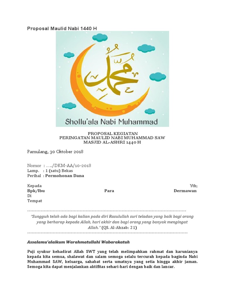 Proposal Maulid Nabi 1440 H | PDF