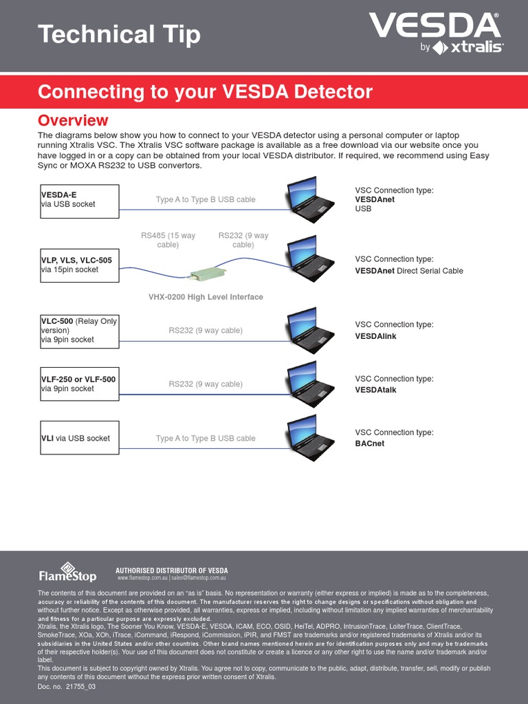 Tech Tip - Connecting To Your VESDA Detector 2019 © | PDF | Usb | Trademark