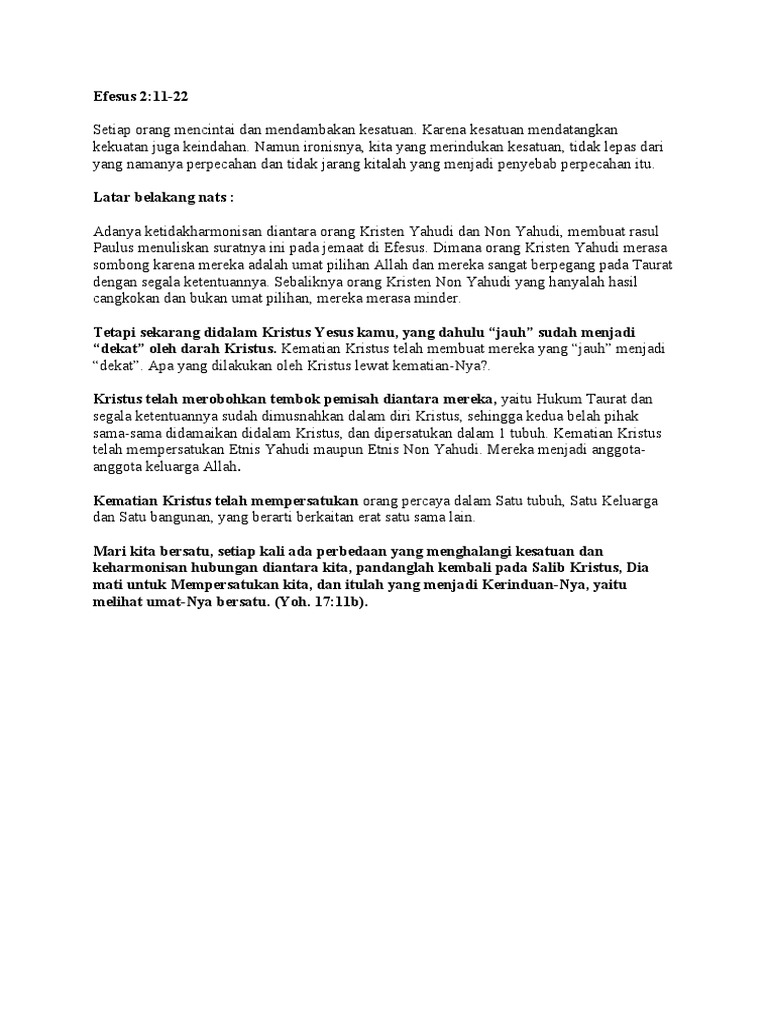 Renungan Unit Efesus 2 Ayt 11sd 22 | PDF