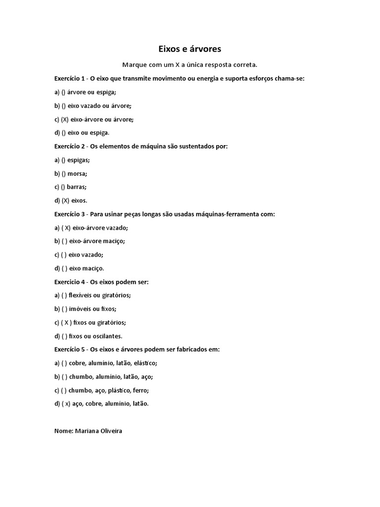 Eixos e Árvores CEA (Respostas) | PDF