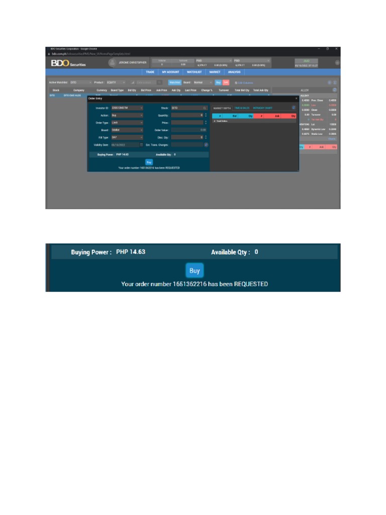 How To Make A Trade With BDO Securities Online Platform | PDF | Order (Exchange) | Stocks