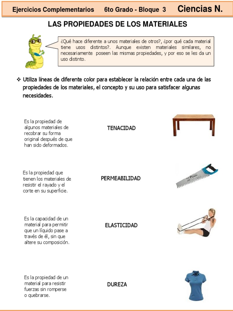Las Propiedades de Los Materiales: Ejercicios Complementarios 6to Grado - Bloque 3 | PDF