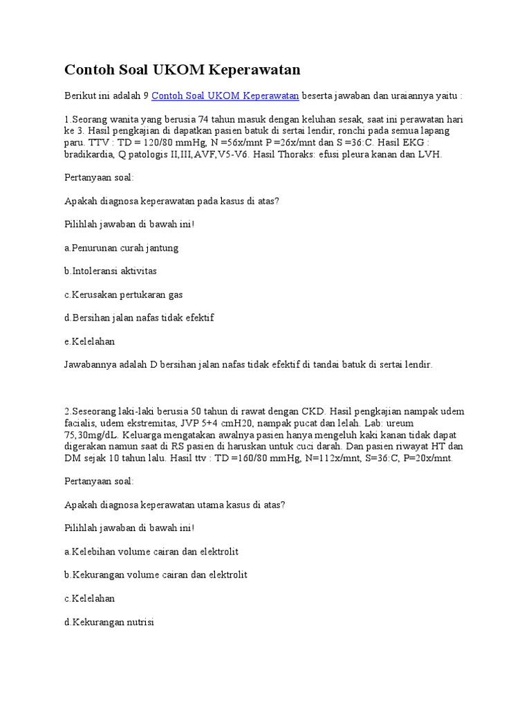 Contoh Soal UKOM Keperawatan | PDF
