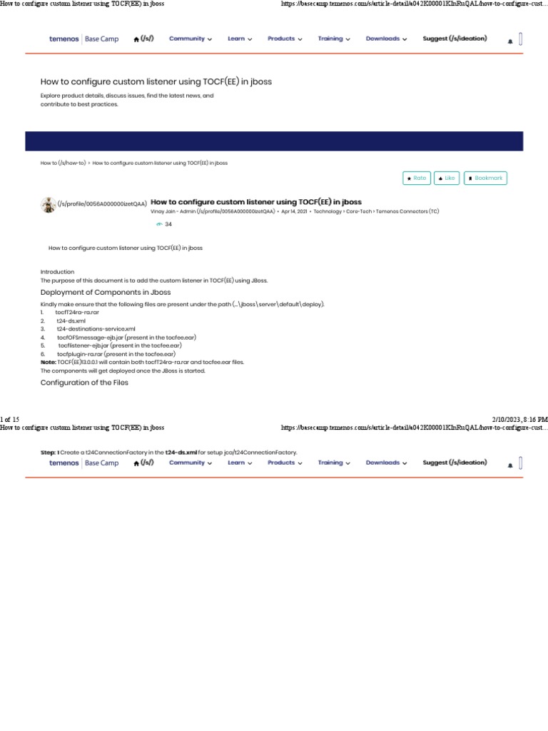 How to configure custom listener using TOCF(EE) in jboss | PDF | Software | Computer File