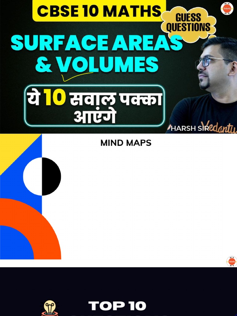 Surface Areas & Volumes Mind Maps + Top 10 Qs | PDF | Sphere | Area