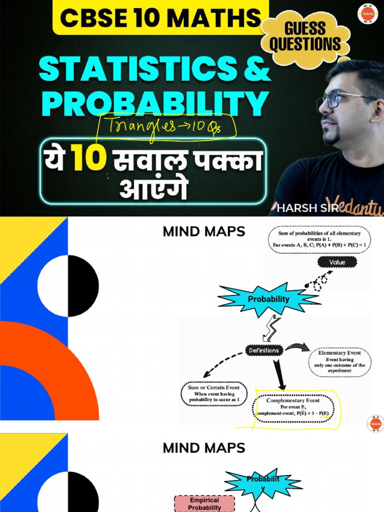 Statistics & Probability Mind Maps + Top 10 Qs | PDF | Mean | Heart