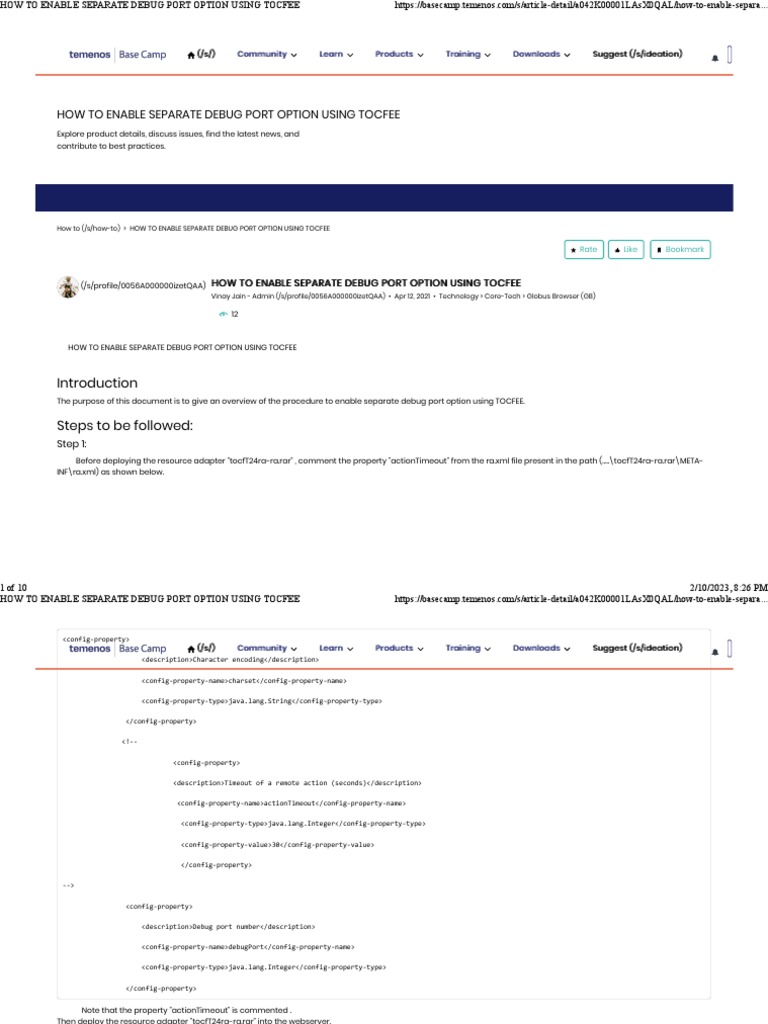 How To Enable Separate Debug Port Option Using Tocfee: Steps To Be Followed | PDF | Information ...