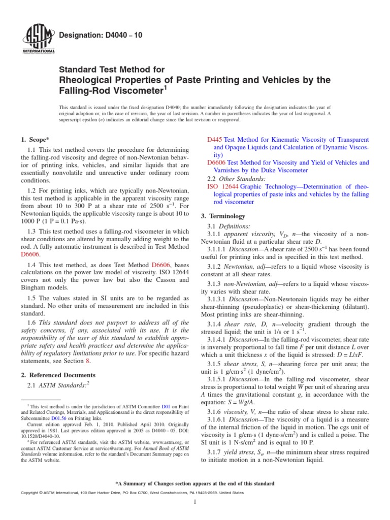 Rheological Properties of Paste Printing and Vehicles by The Falling ...