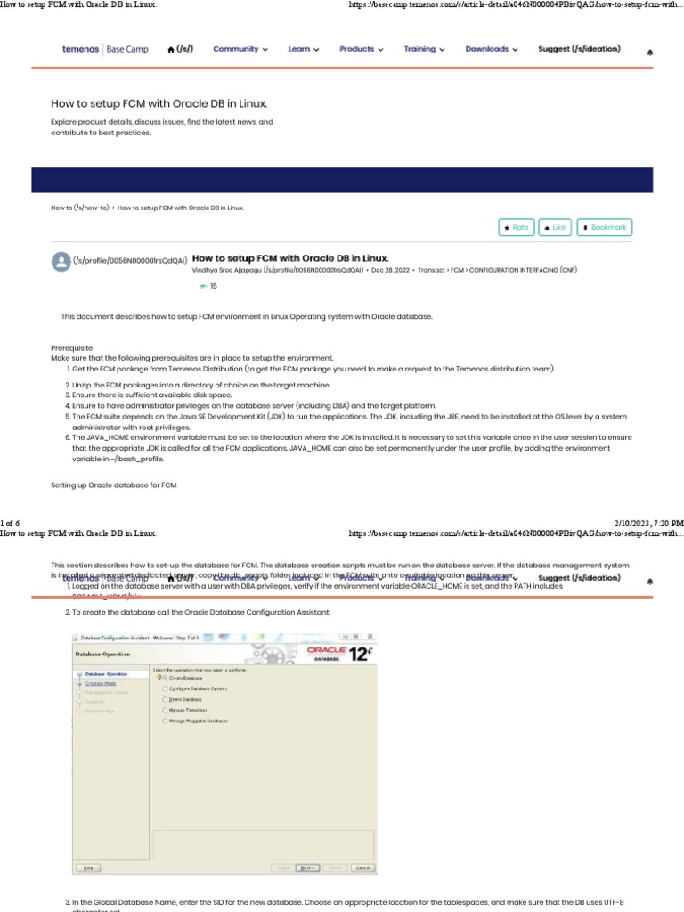 How To Setup FCM With Oracle DB in Linux. | PDF | Databases | Java (Software Platform)