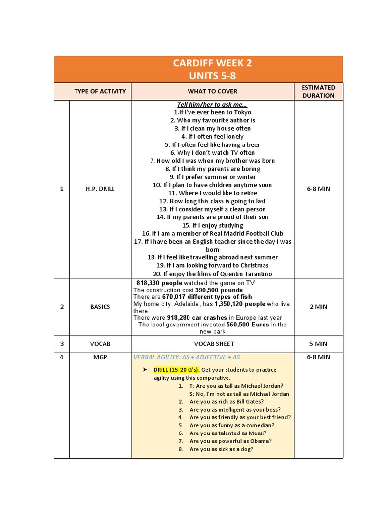 B2 Lesson Class Plan | PDF | Question | Linguistics