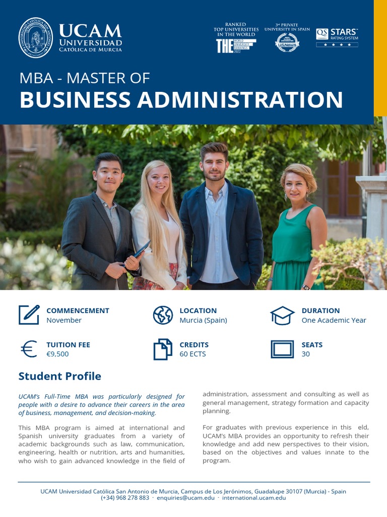 UCAM Master Degree in Business Administration Mba | PDF | Master Of ...