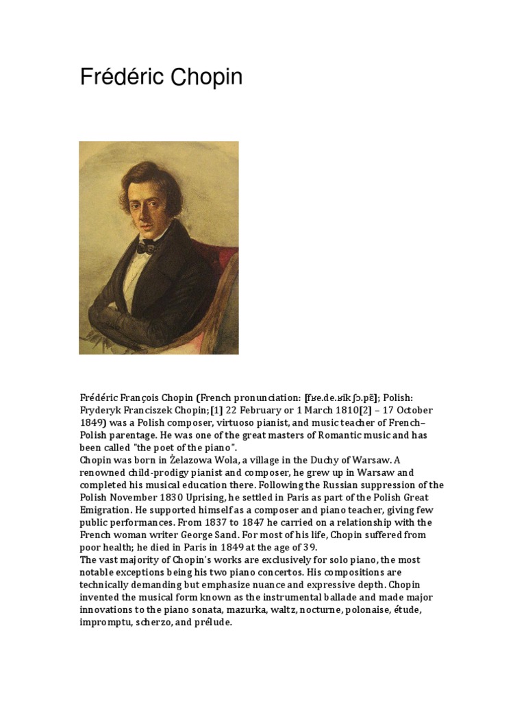 Frédéric Chopin | PDF | Frédéric Chopin | Classical Compositions