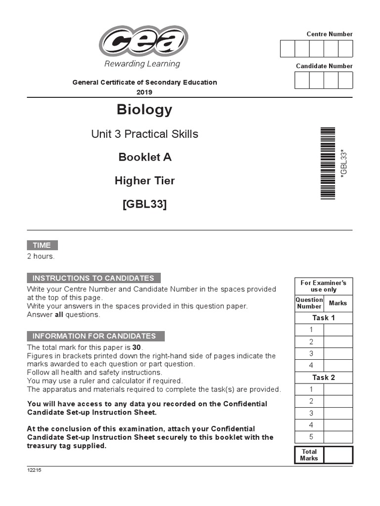 GCSE-Biology-7-Summer2019-Higher Tier, Unit 3 - Practical Skills ...