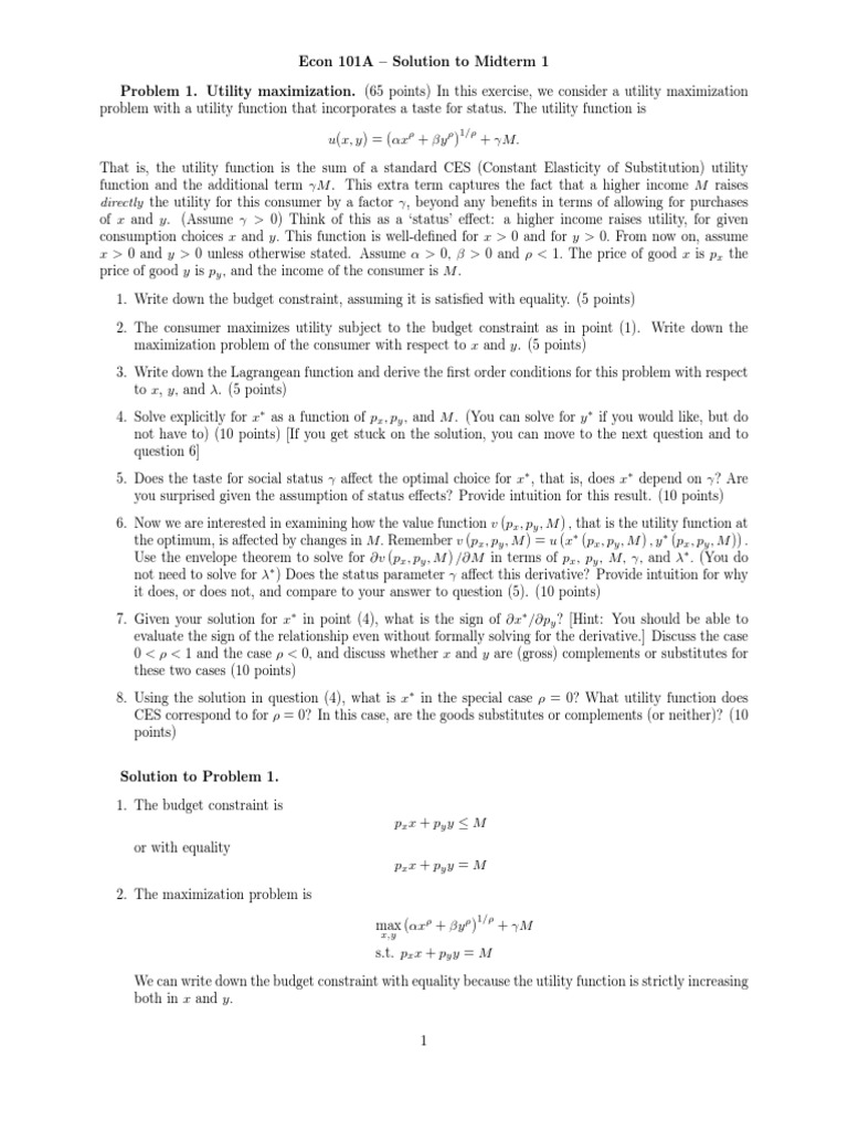 Econnomic Problems | PDF | Utility | Microeconomics