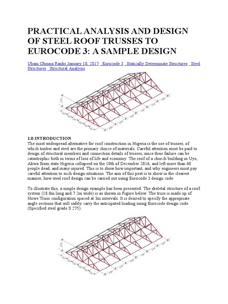 Ec3 - Practical Analysis and Design of Steel Roof Trusses | PDF
