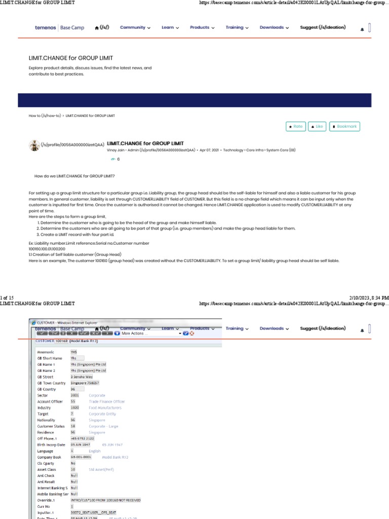 LIMIT - CHANGE For GROUP LIMIT | PDF