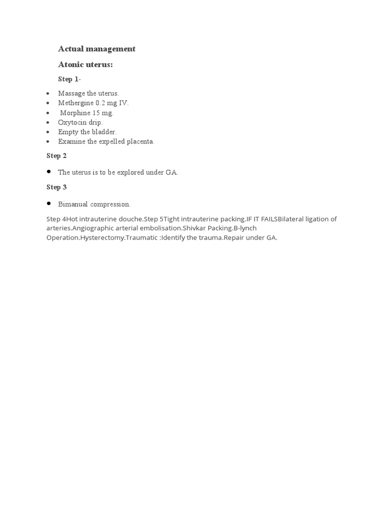 Actual Management OF PPH | PDF