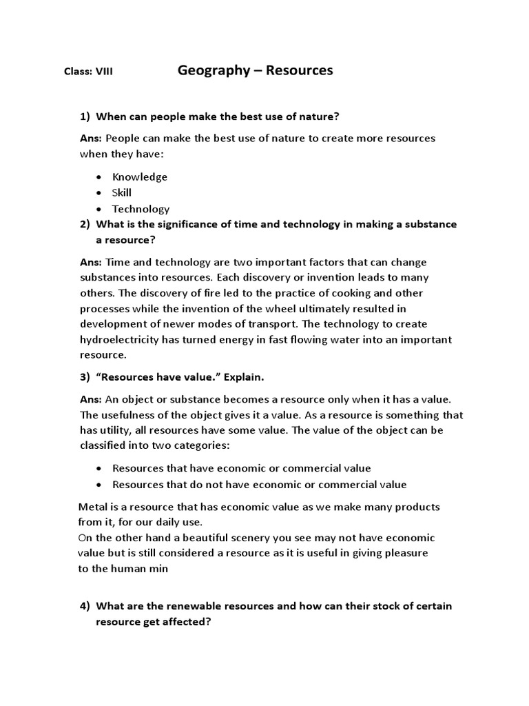 Class 8 Resources | PDF