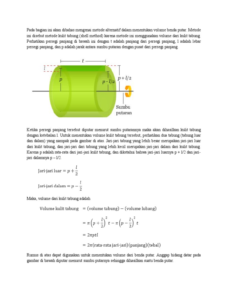 Volume benda putar metode kulit tabung | PDF