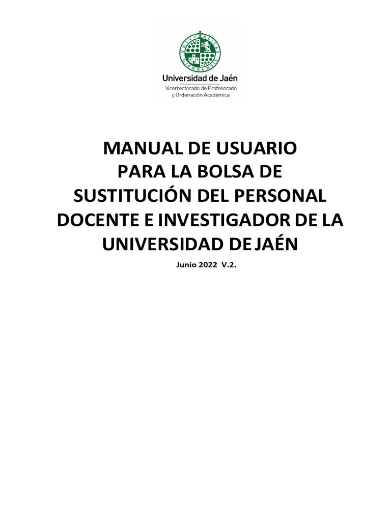 Manual Usuario Bolsa Sustitución UJA | PDF | Informática