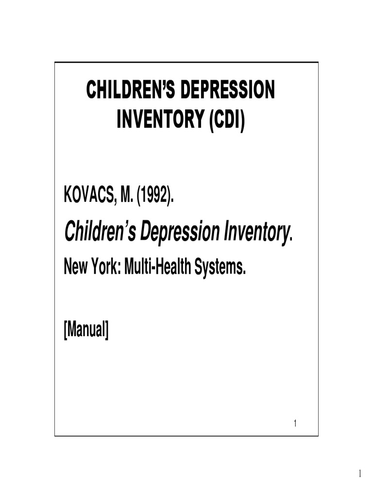 Children'S Depression Inventory (Cdi) | PDF | Depressão | Manual ...