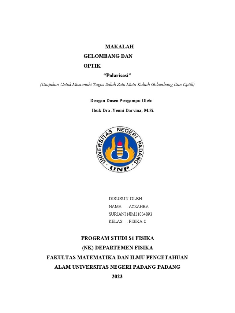 Makalah Polarisasi Azzahra Suriani | PDF