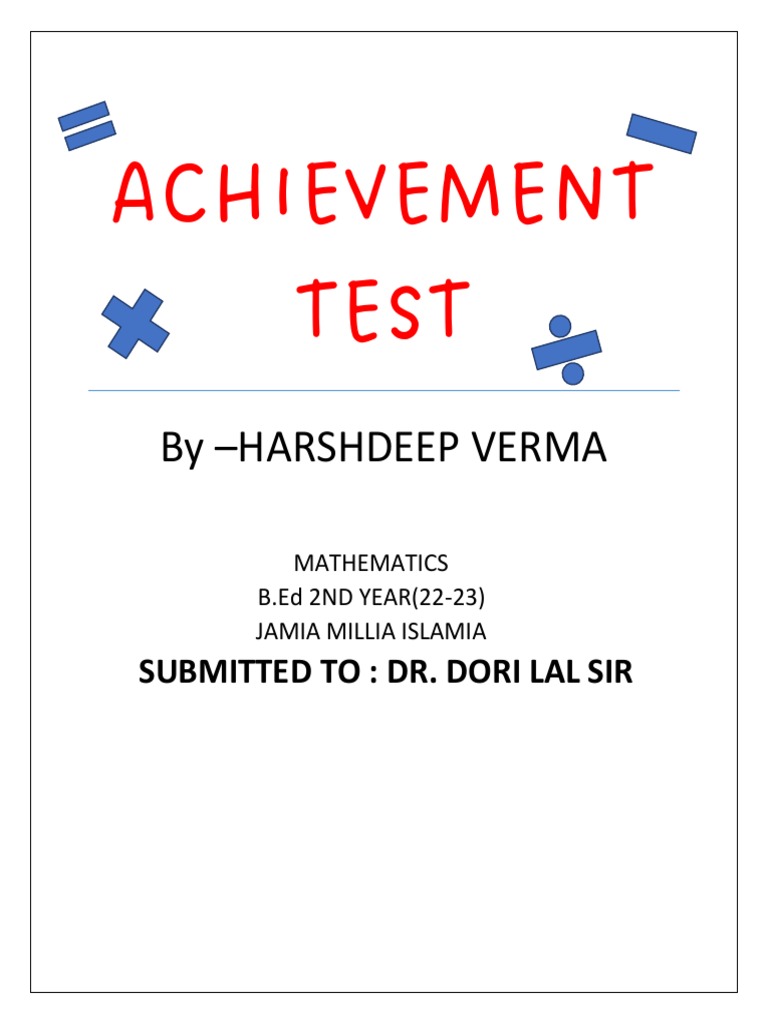 Achievement Test | PDF | Multiple Choice | Teachers