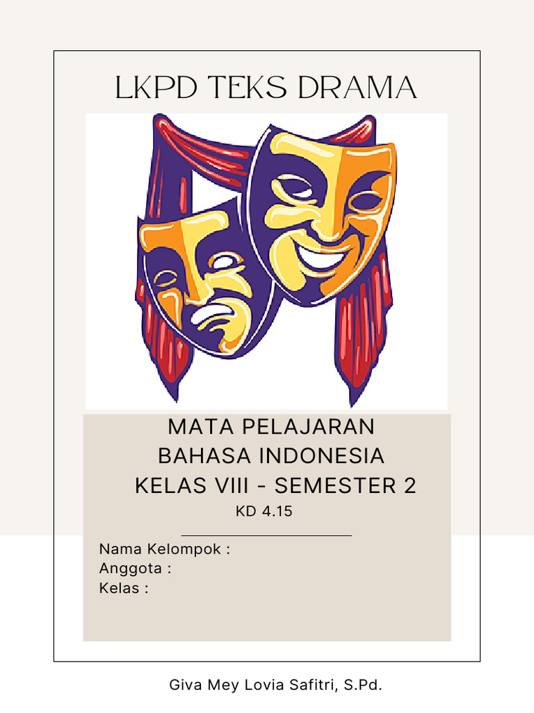LKPD Teks Drama: Mata Pelajaran Bahasa Indonesia Kelas Viii - Semester 2 | PDF