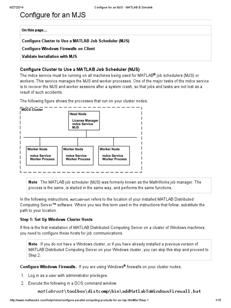 Configure for an MJS - MATLAB & Simulink | PDF | Command Line Interface | Matlab